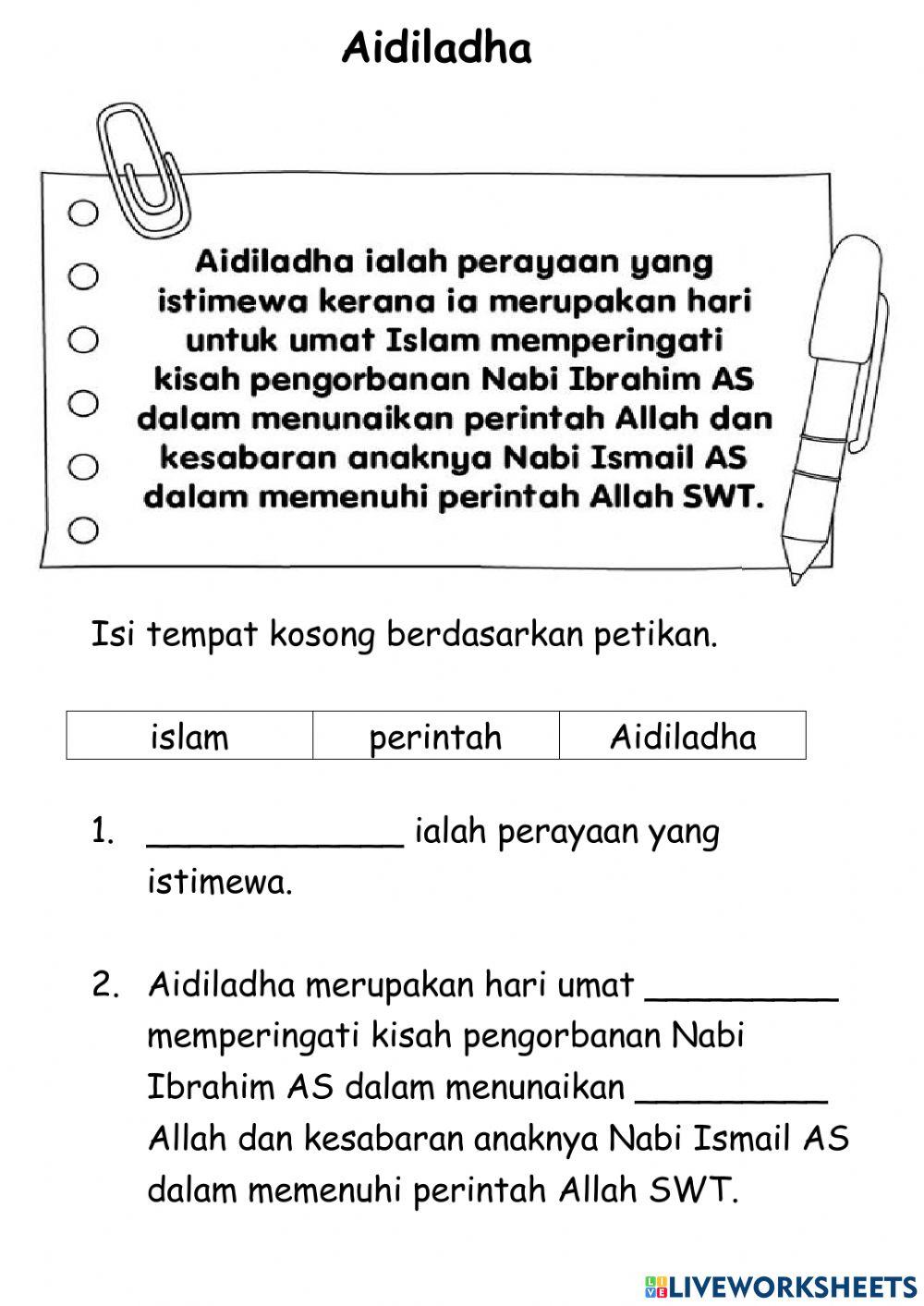 Aidiladha online exercise for | Live Worksheets