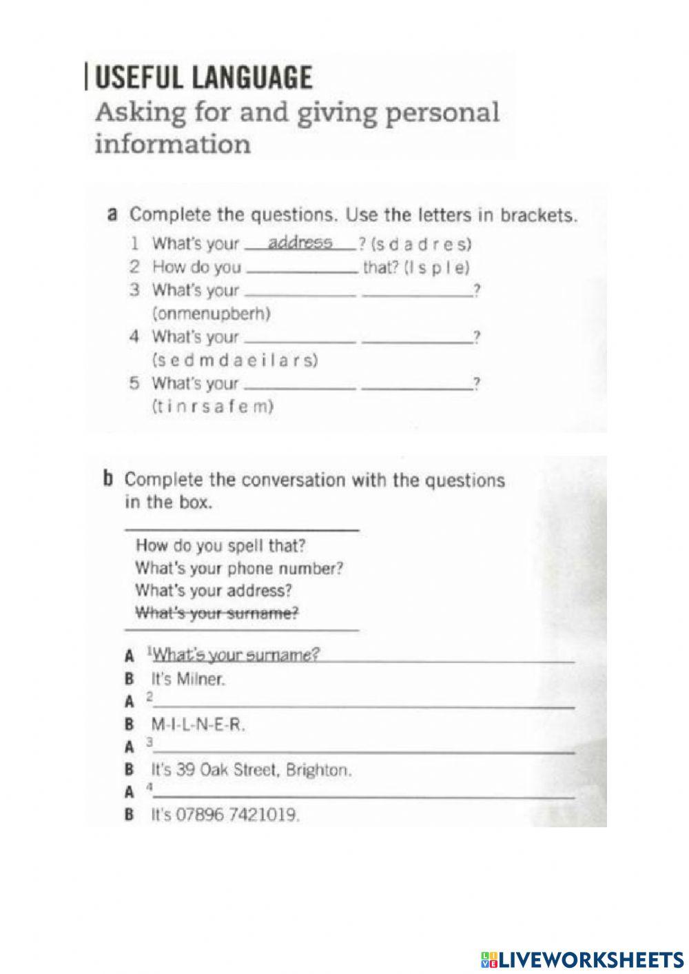 EMPOWER A1 WORKBOOK - UNIT 2 online exercise for | Live Worksheets