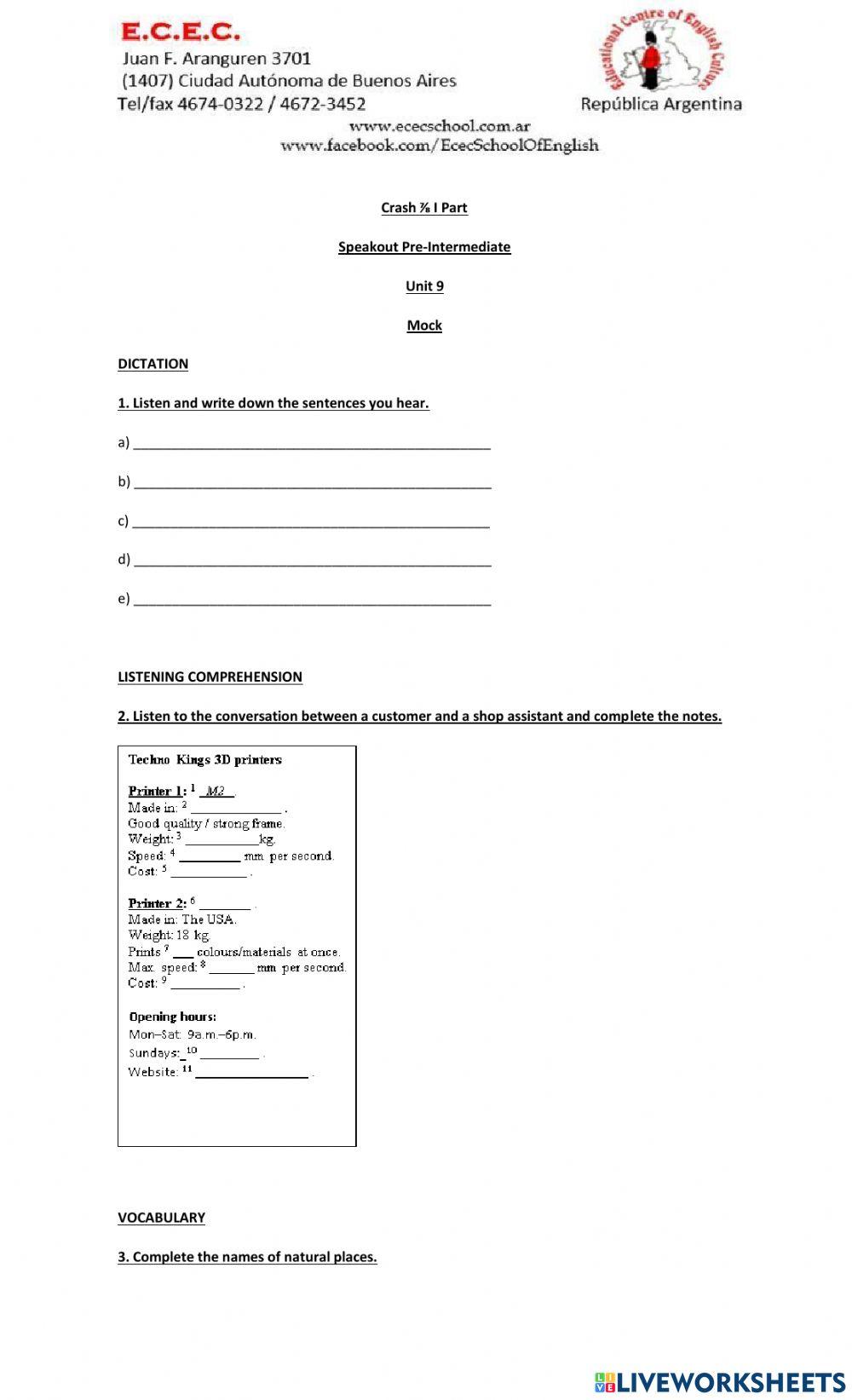 Hshhs worksheet | Live Worksheets