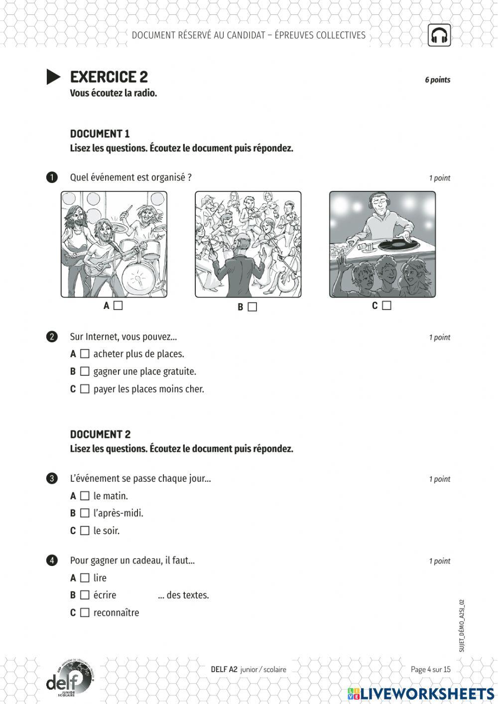DELF A2 - Compr… | Free Interactive Worksheets | 7082137