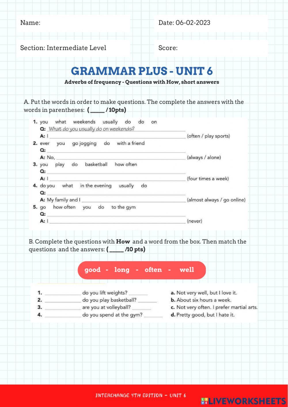7070328 | Grammar plus - unit 6 | kathy1901