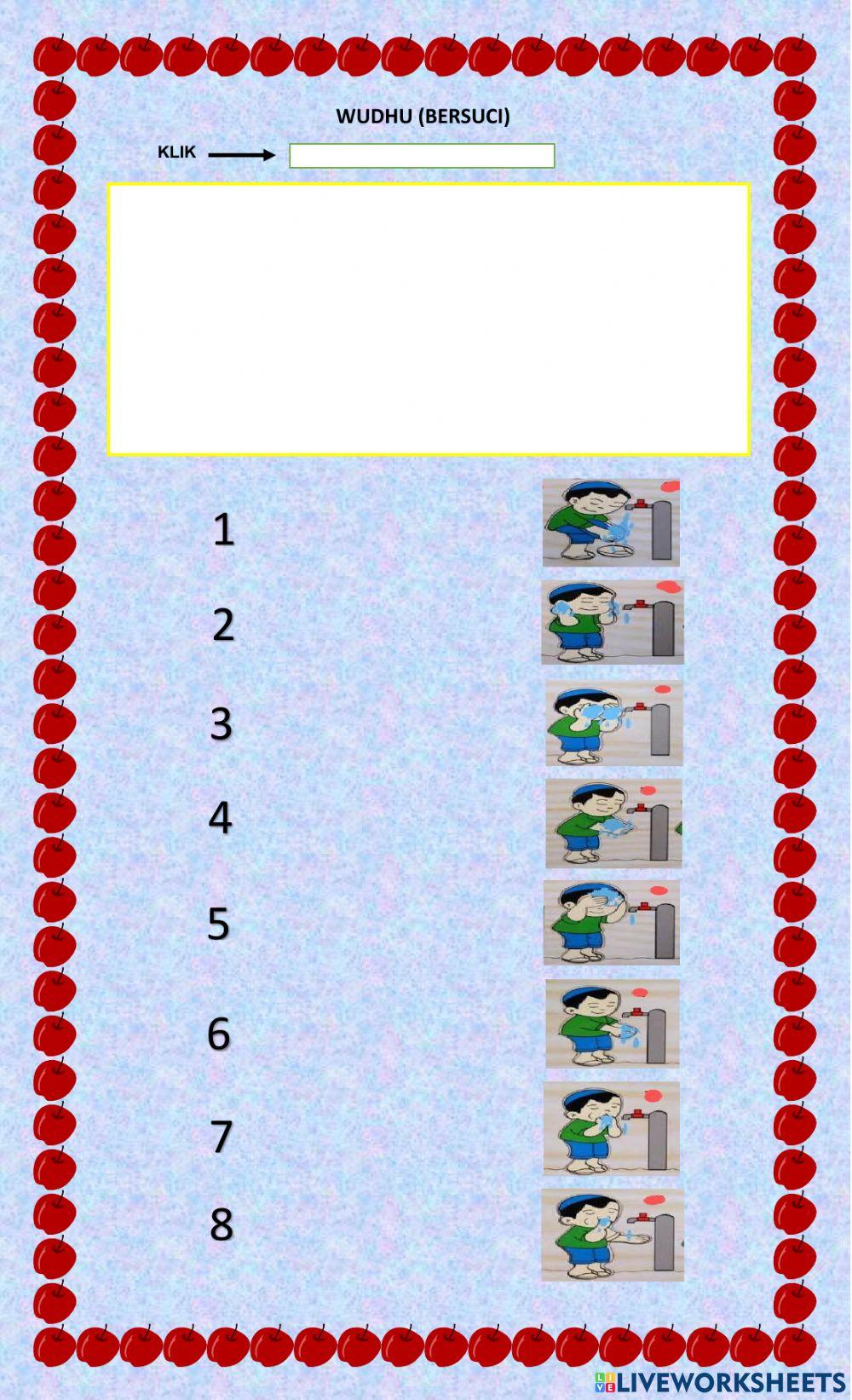 Wudhu online pdf exercise for FONDASI | Live Worksheets