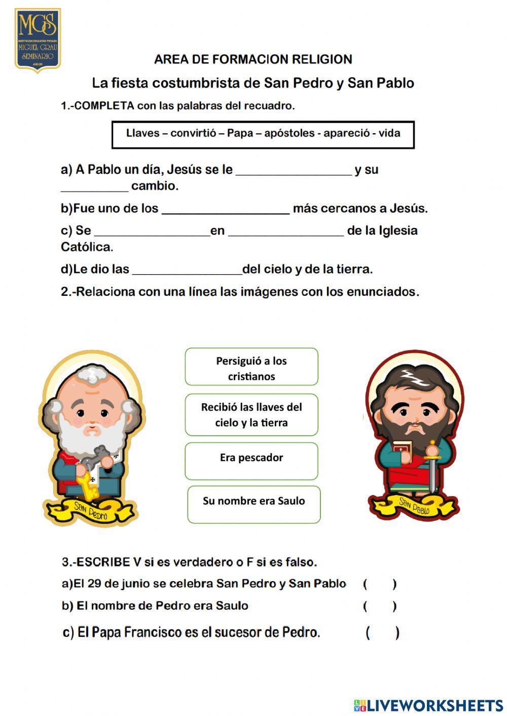 San Pedro y San… | Free Interactive Worksheets | 7070413