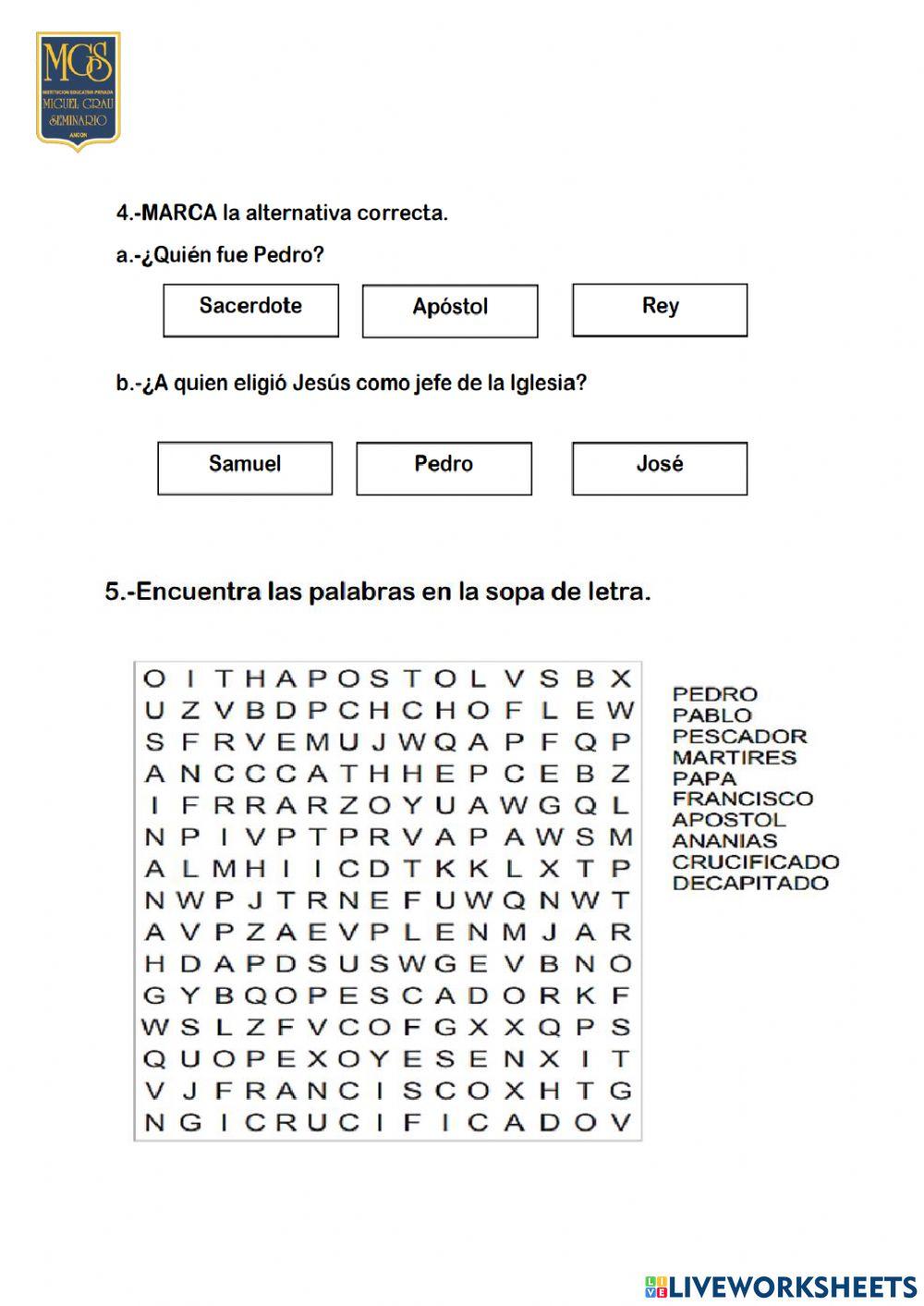 San Pedro y San… | Free Interactive Worksheets | 7070413