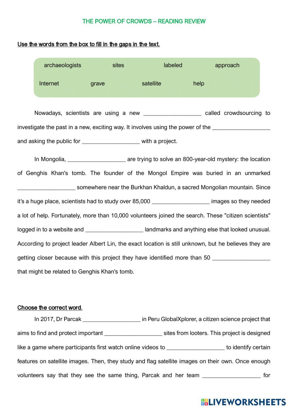 The Power of Crowds worksheet | Live Worksheets