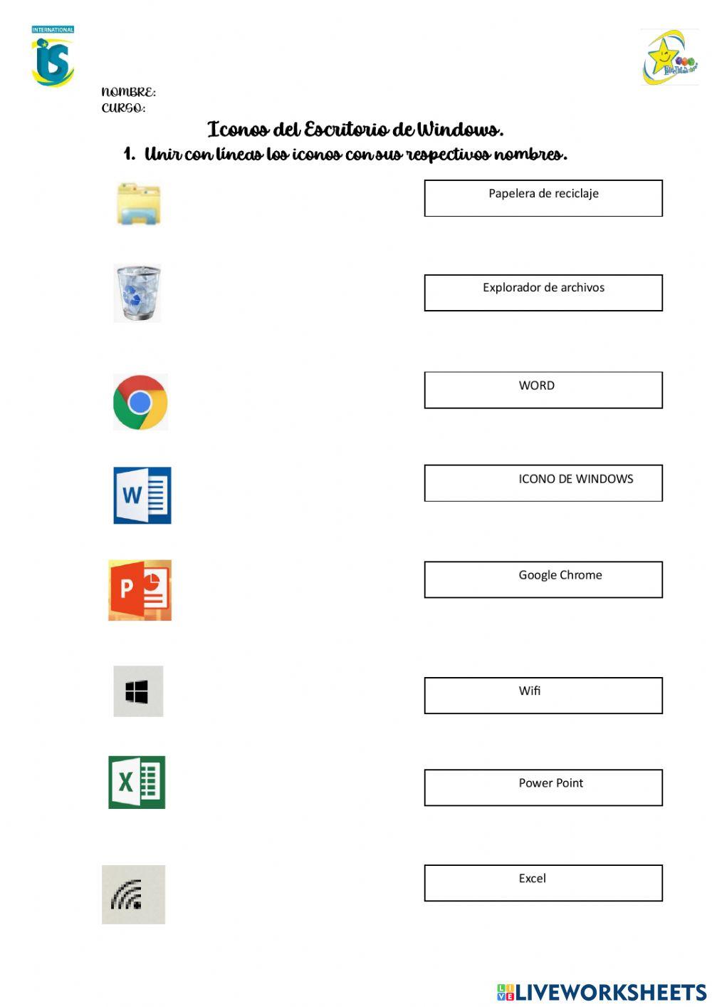 Icnos de windows worksheet | Live Worksheets