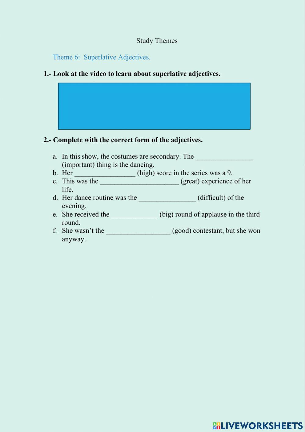 Superlatives | Free Interactive Worksheets | 7071629