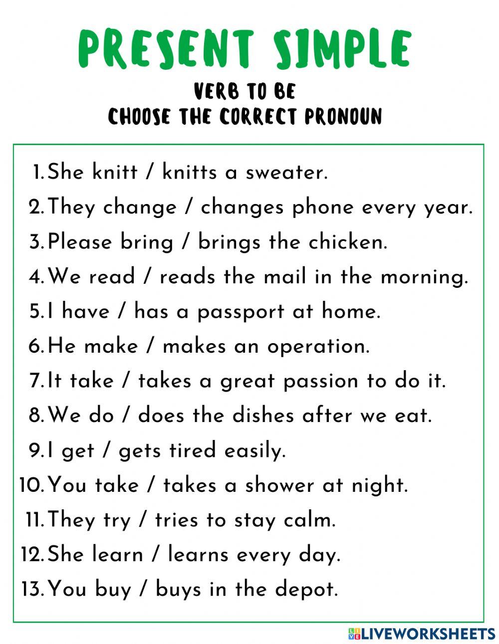 Present simple online exercise for basic | Live Worksheets