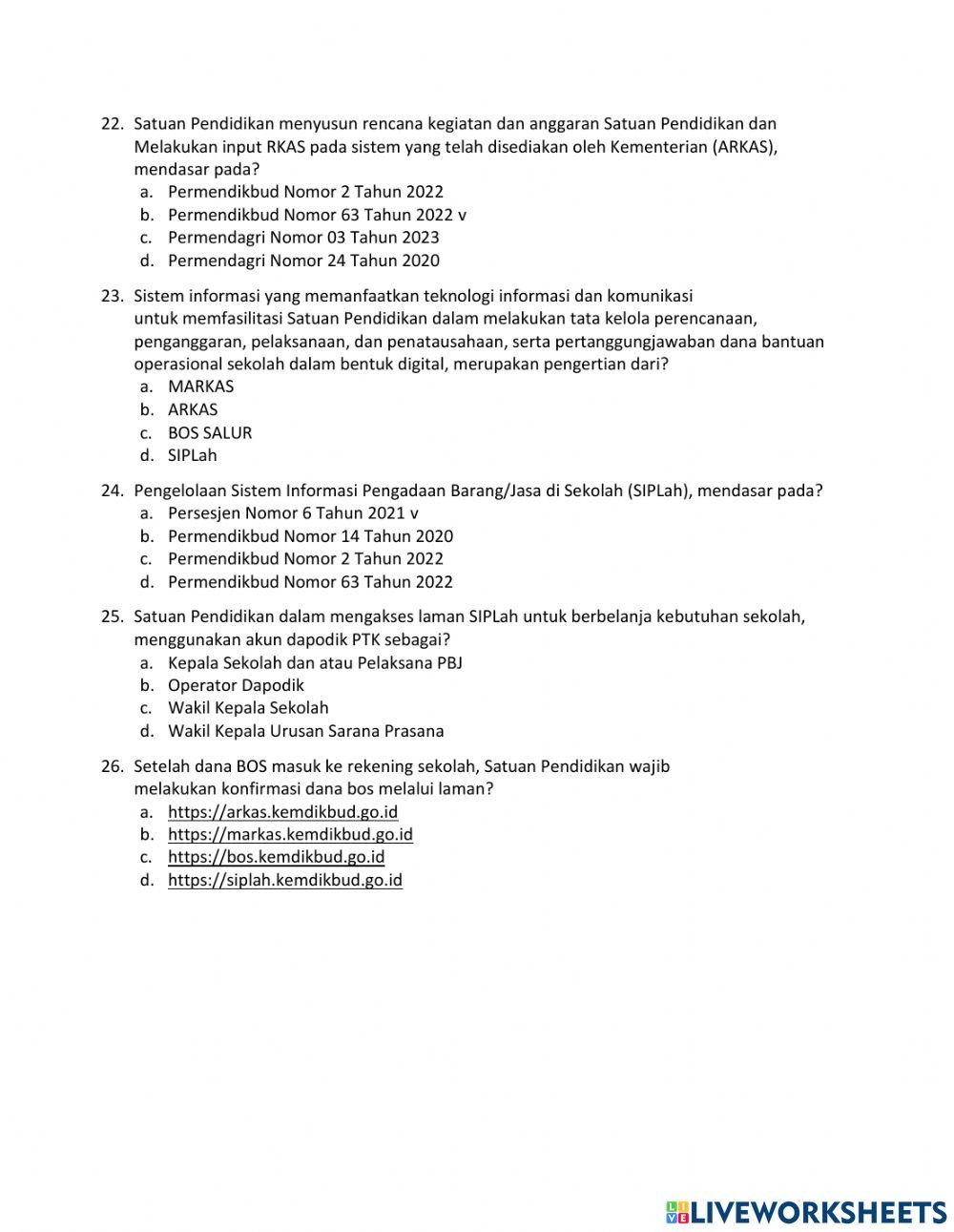 Soal pretes platform sds worksheet | Live Worksheets