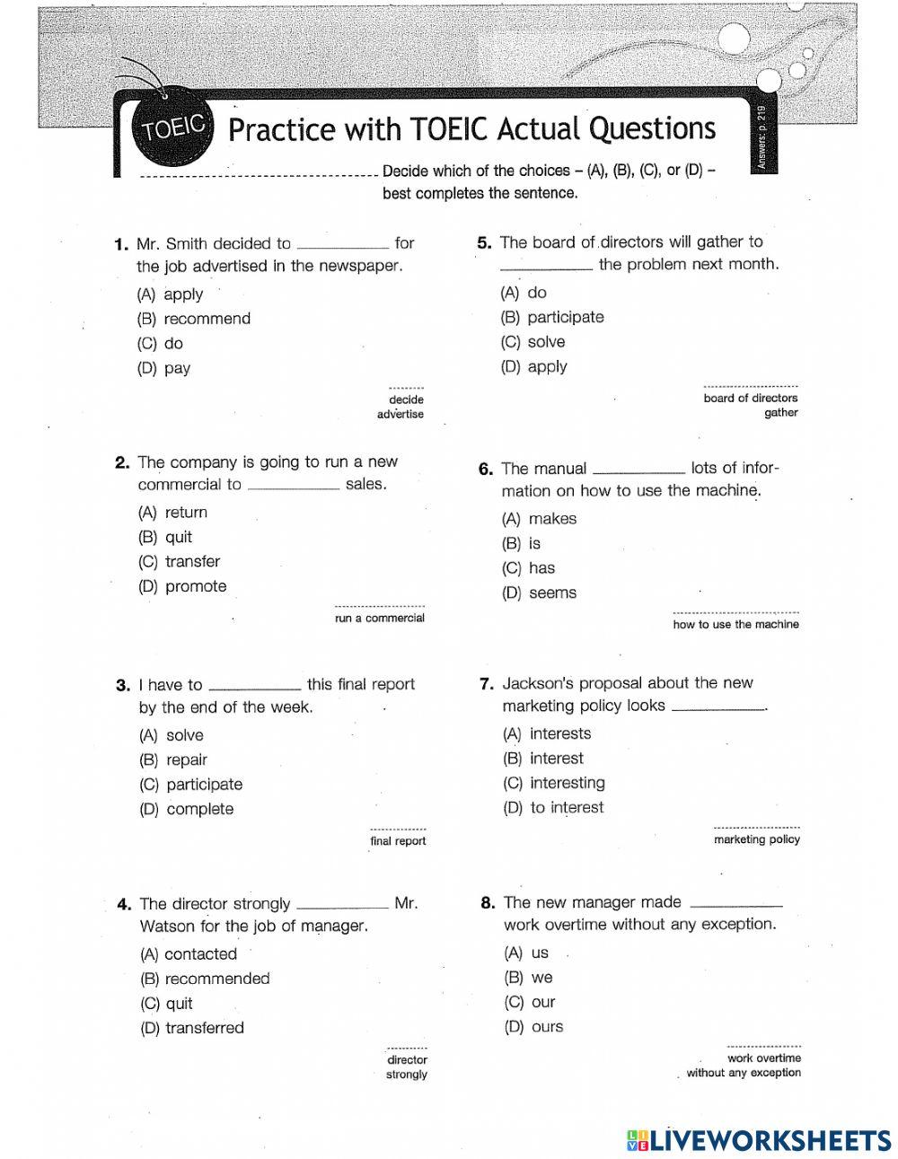 Week 2-Review 2-MCQ 16 Qs online exercise for | Live Worksheets