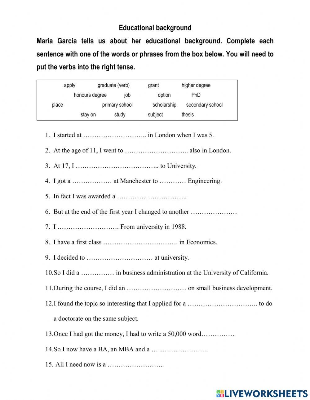 CO1-Education worksheet | Live Worksheets