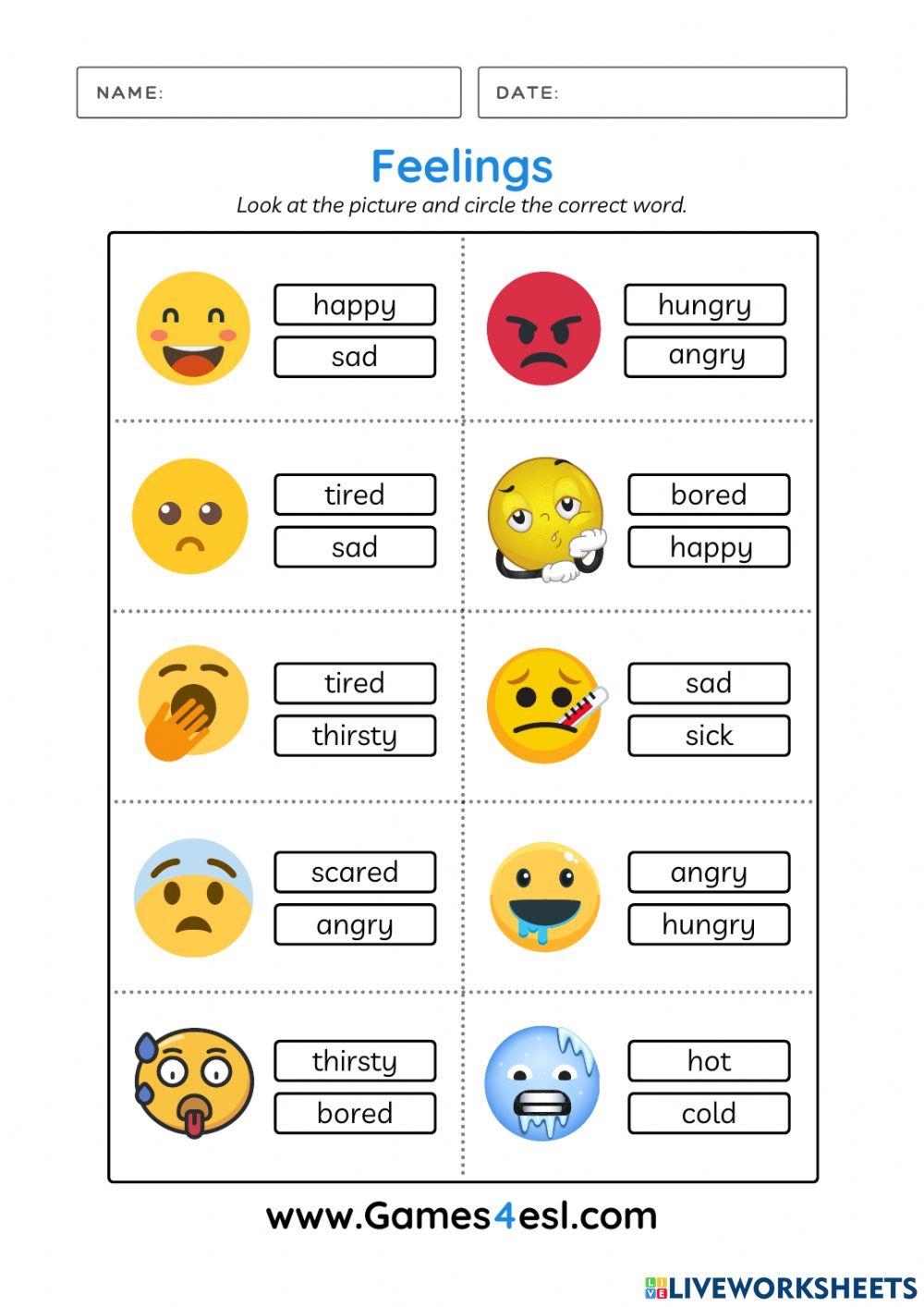 Feelings | Free Interactive Worksheets | 7072266