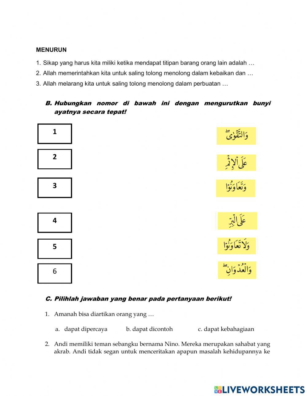 PAIBP KELAS 4 KUMER (RYMA) SDN DUKUHMOJO II online exercise for | Live ...