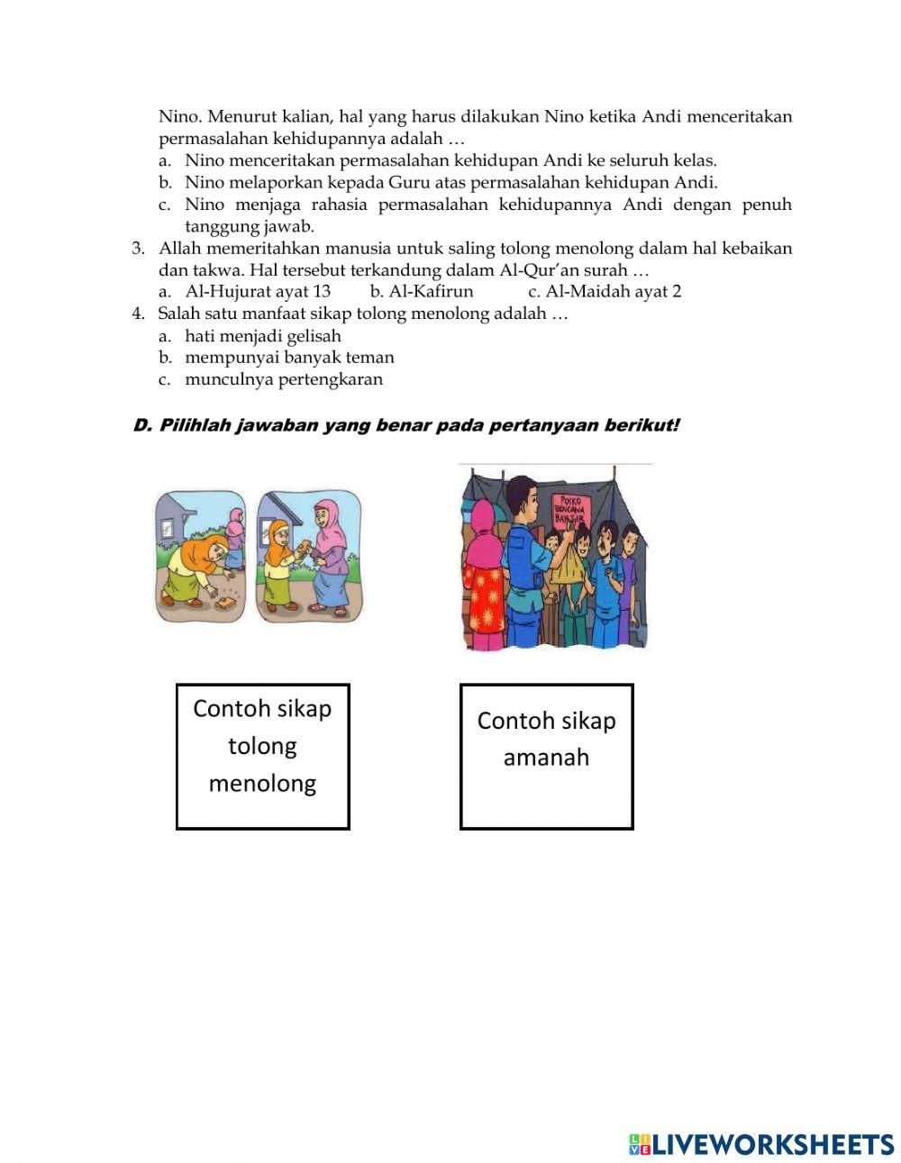 PAIBP KELAS 4 KUMER (RYMA) SDN DUKUHMOJO II online exercise for | Live ...