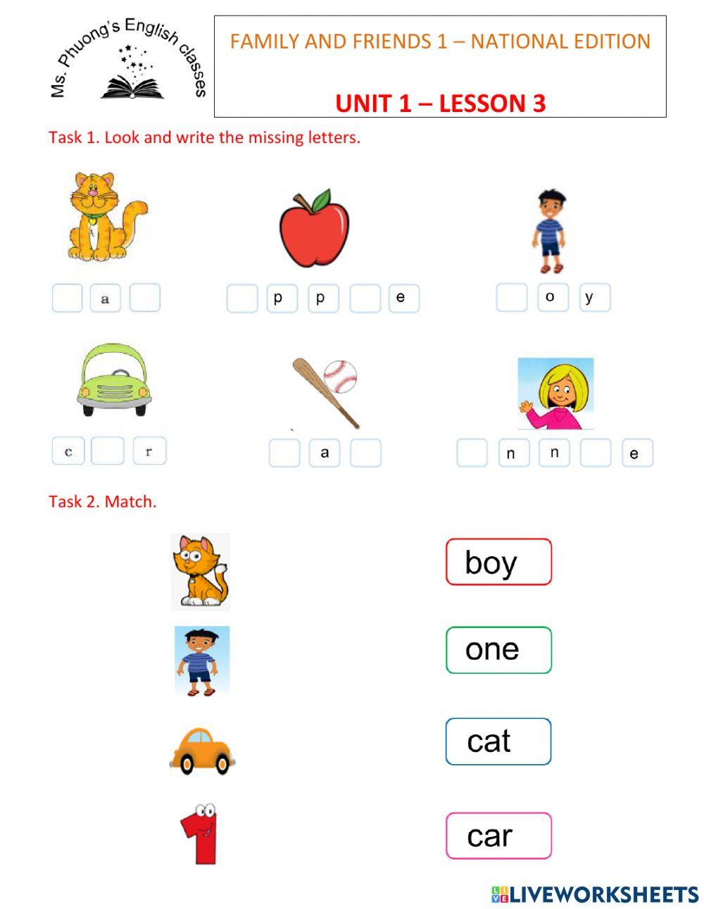 Ms. Phuong-FF1- Unit 1 - Lesson 3 worksheet | Live Worksheets