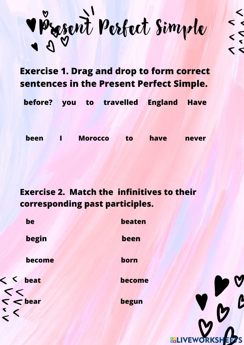 Present Perfect Simple online pdf worksheet | Live Worksheets