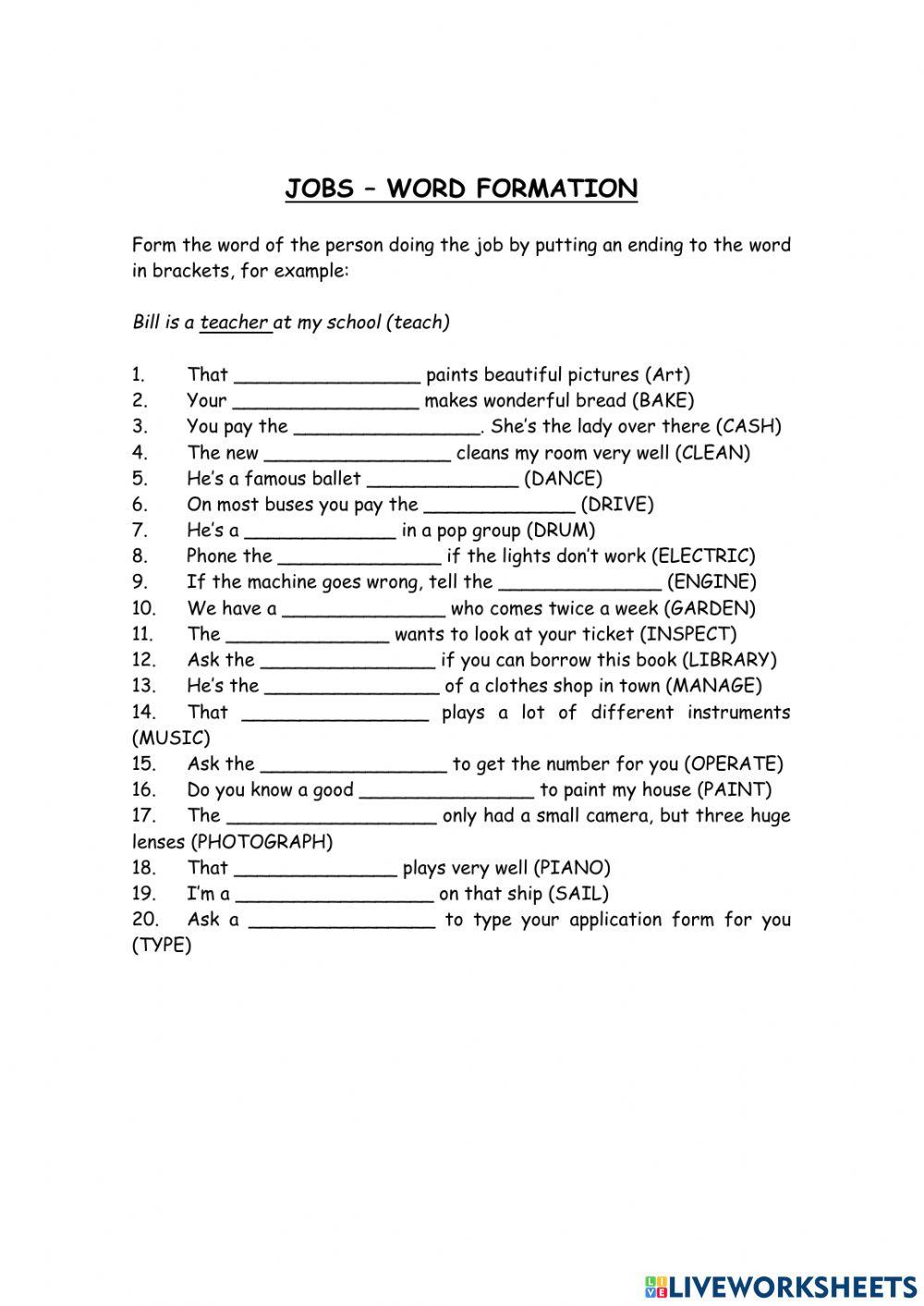 Jobs online exercise for GA | Live Worksheets