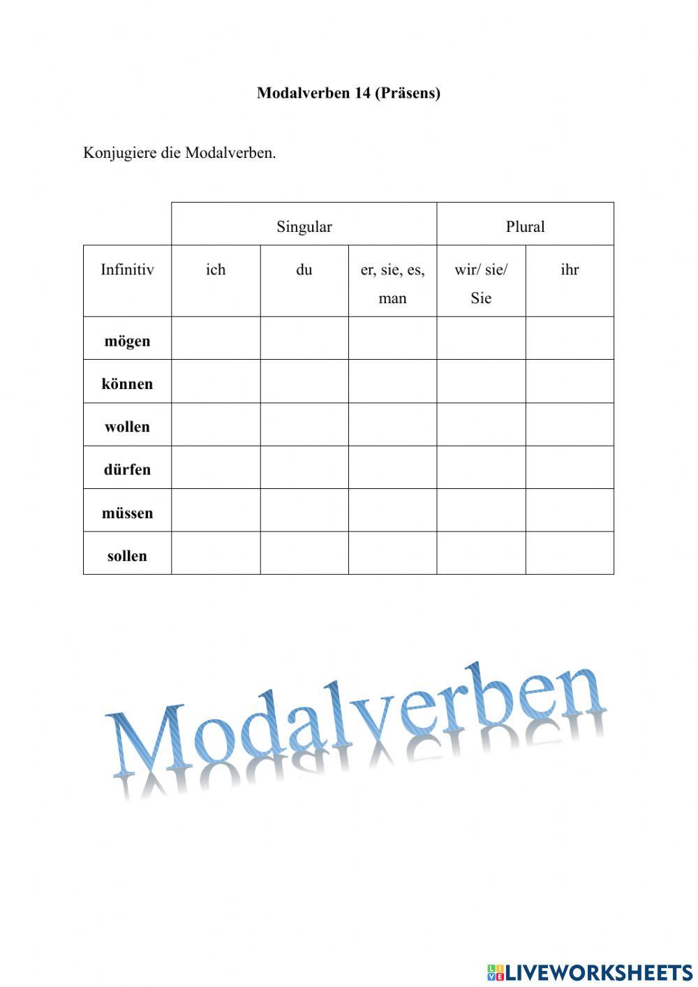 Modalverben (Pr… | Free Interactive Worksheets | 7072829