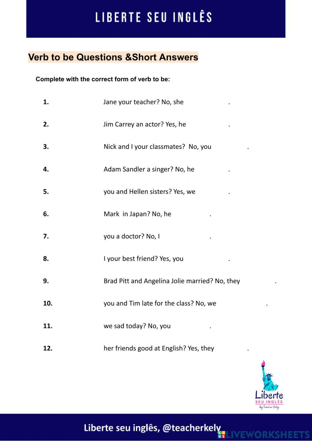 ToBeQuestions worksheet | Live Worksheets