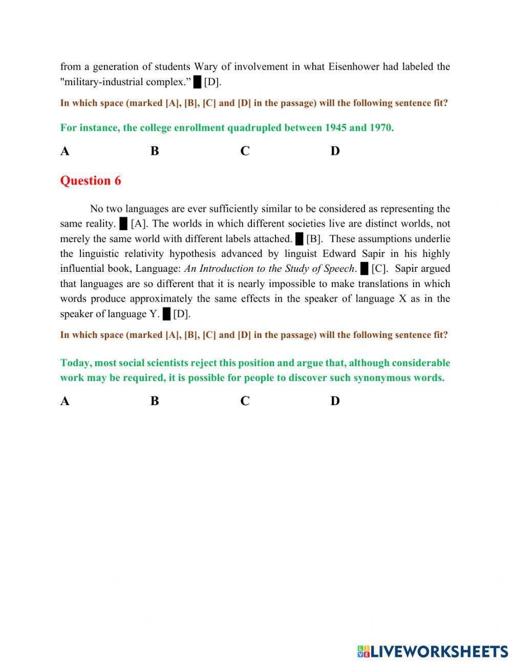 READING B2 WEEK 5-2 online exercise for | Live Worksheets