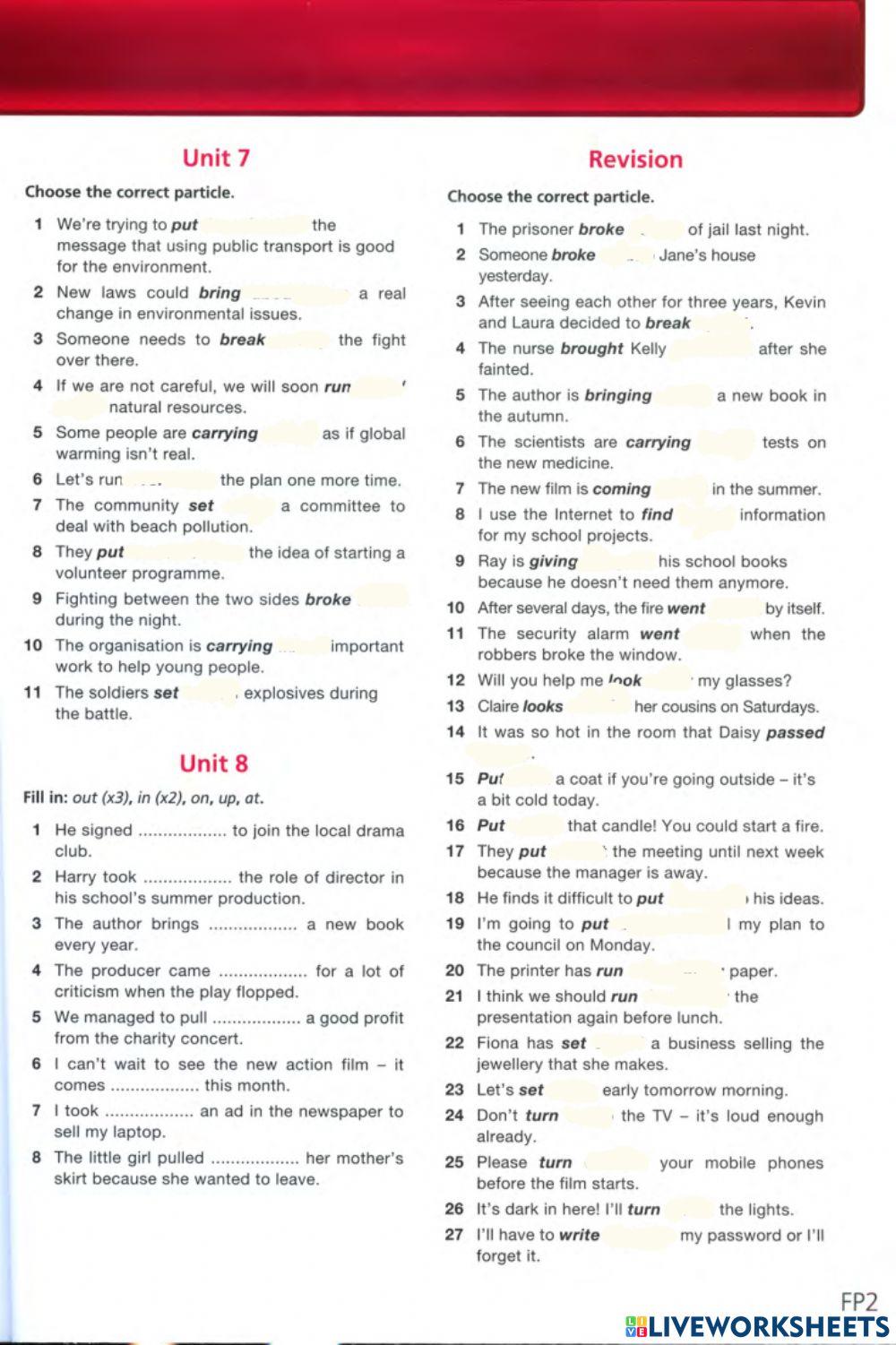On Screen 3 Further Practice Phrasal Verbs 2 | yullitta