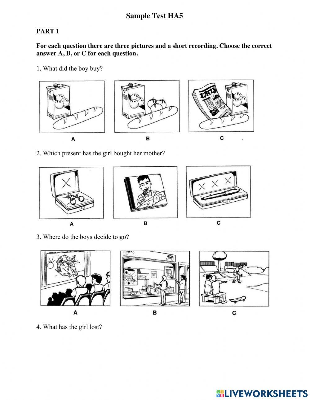 Sample Test HA5 online exercise for | Live Worksheets