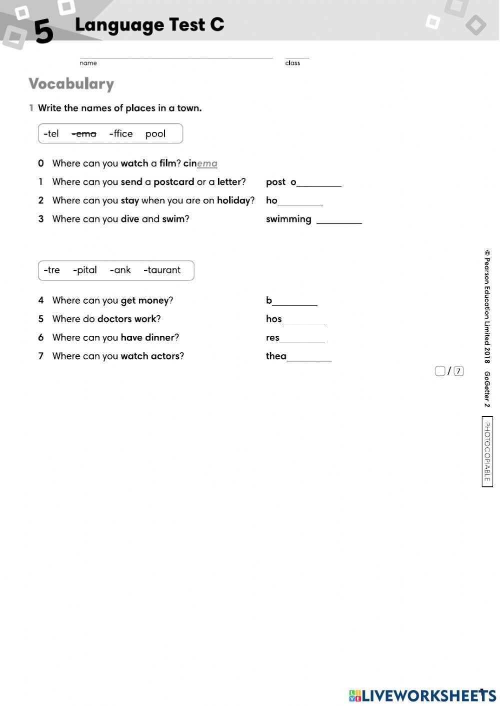 GG3 Unit 5 online exercise for | Live Worksheets