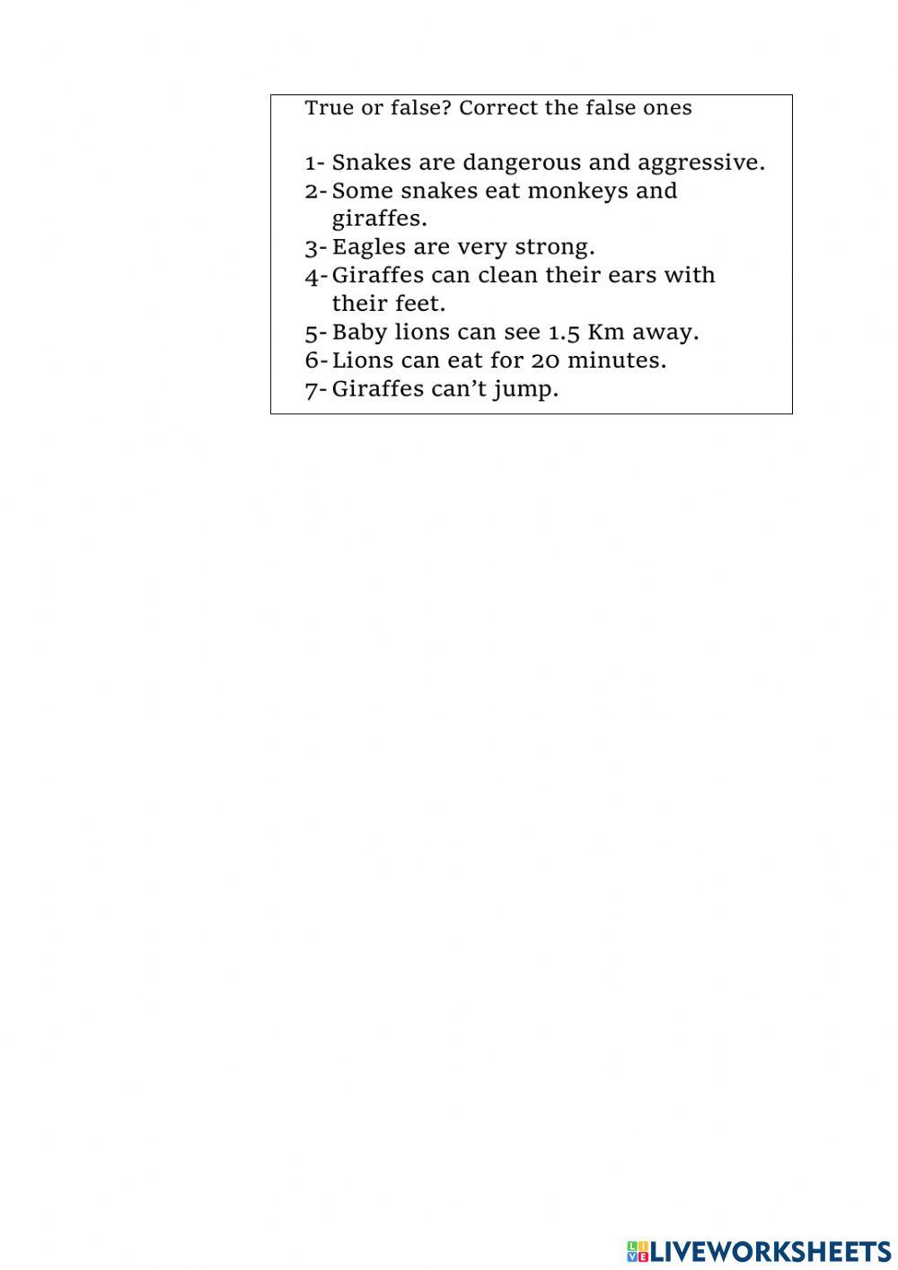 Describing Animal Abilities online exercise for | Live Worksheets