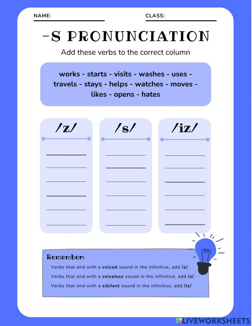 S pronunciation online exercise for | Live Worksheets