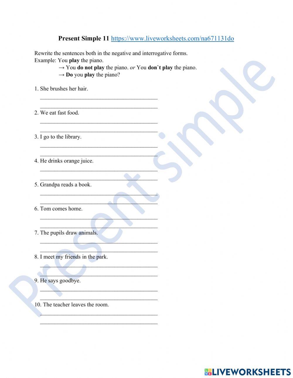 Present Simple 11 interactive worksheet | Live Worksheets