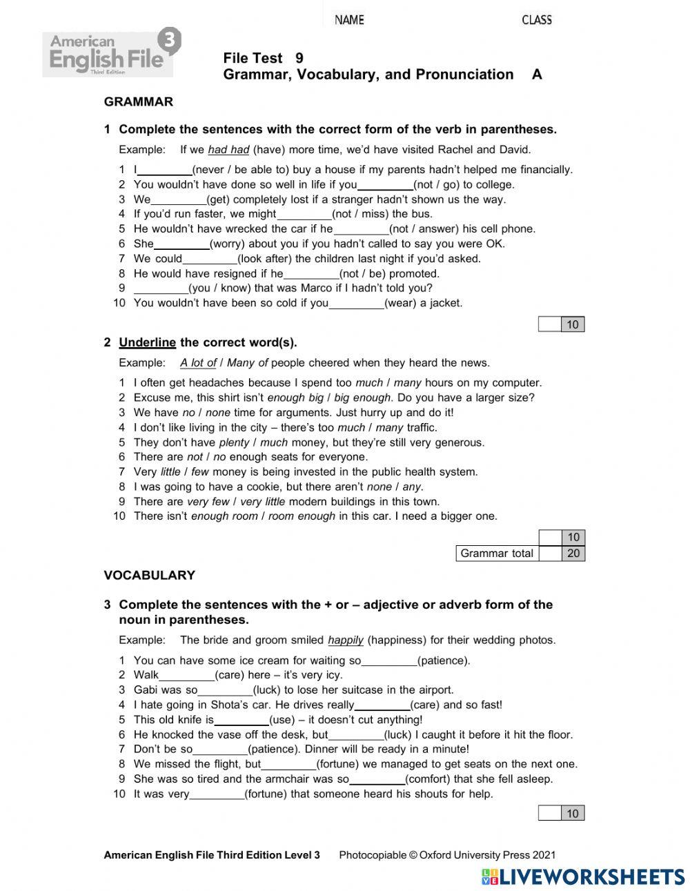 7055282 | AE_F 3 -9A- Grammar, Vocabulary, and