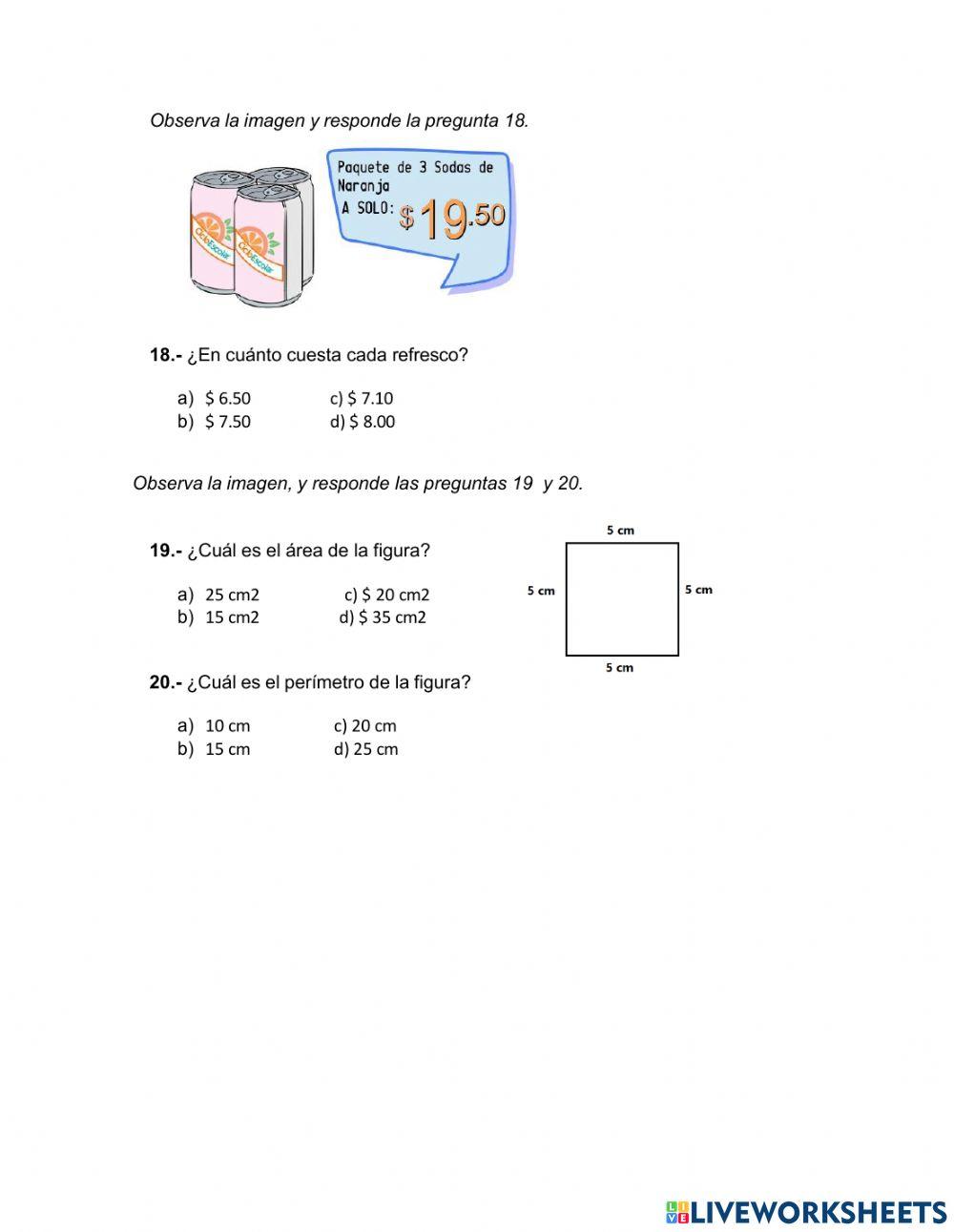 Guía de matemáticas 6to worksheet | Live Worksheets