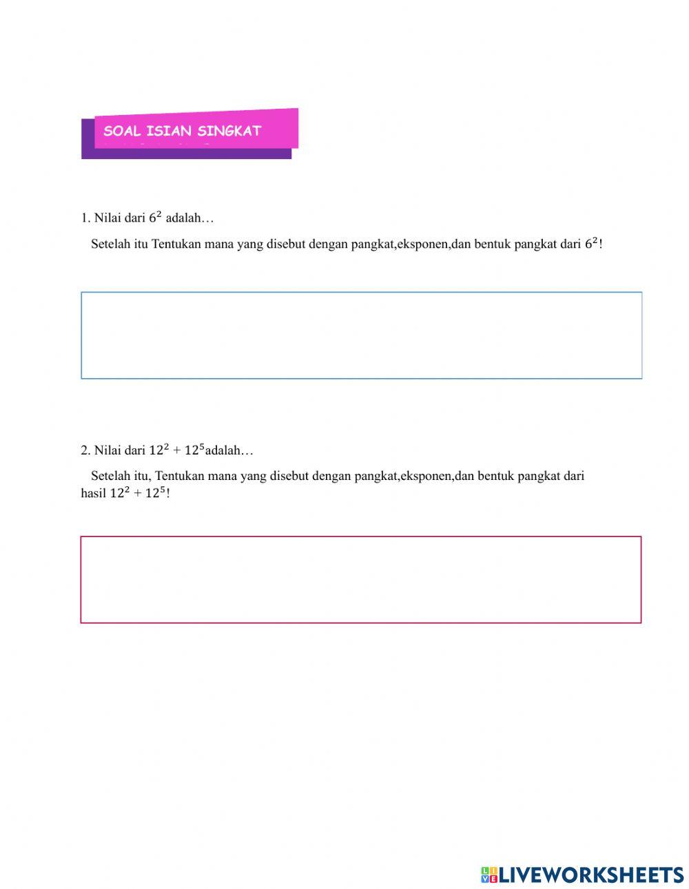 Belajar matemat… | Free Interactive Worksheets | 7009398