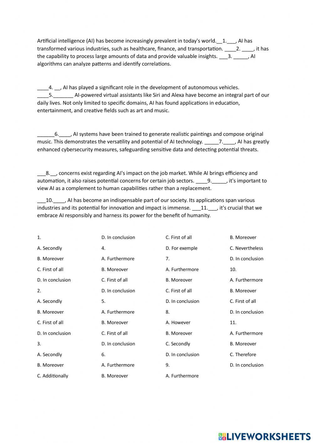 Logical connect… | Free Interactive Worksheets | 7009732