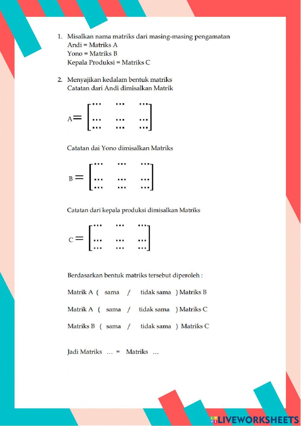 LKPD Matriks | Free Interactive Worksheets | 7018022