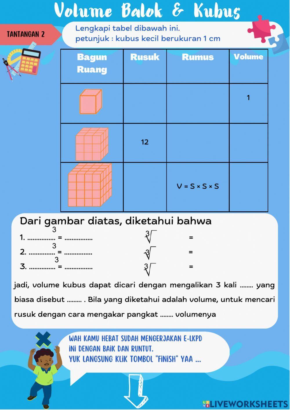 Volume Bangun Kubus dan Balok worksheet | Live Worksheets