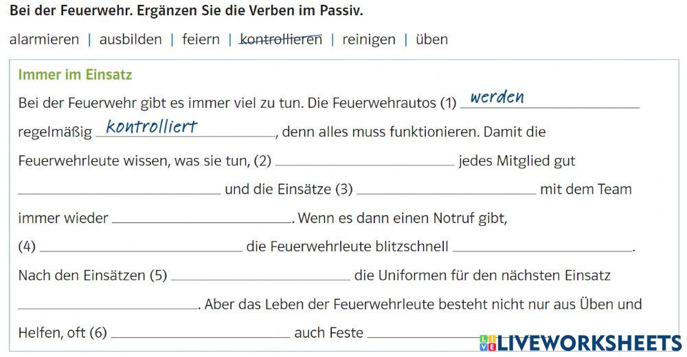 Ergänzen Sie den Text. online exercise for | Live Worksheets