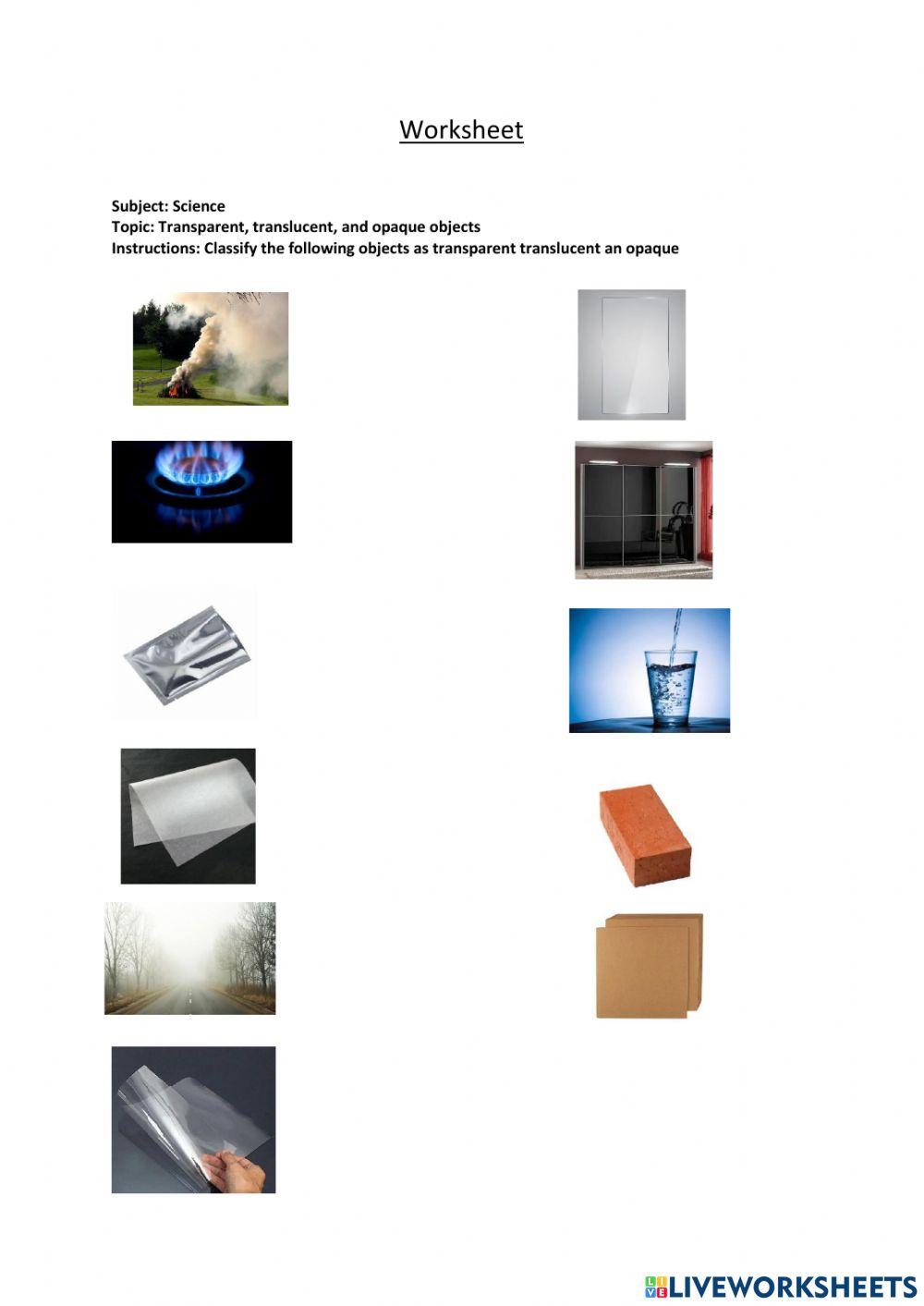 Light, reflecti… | Free Interactive Worksheets | 7009917