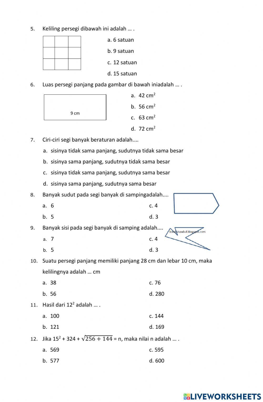 Mtk worksheet for 4 | Live Worksheets