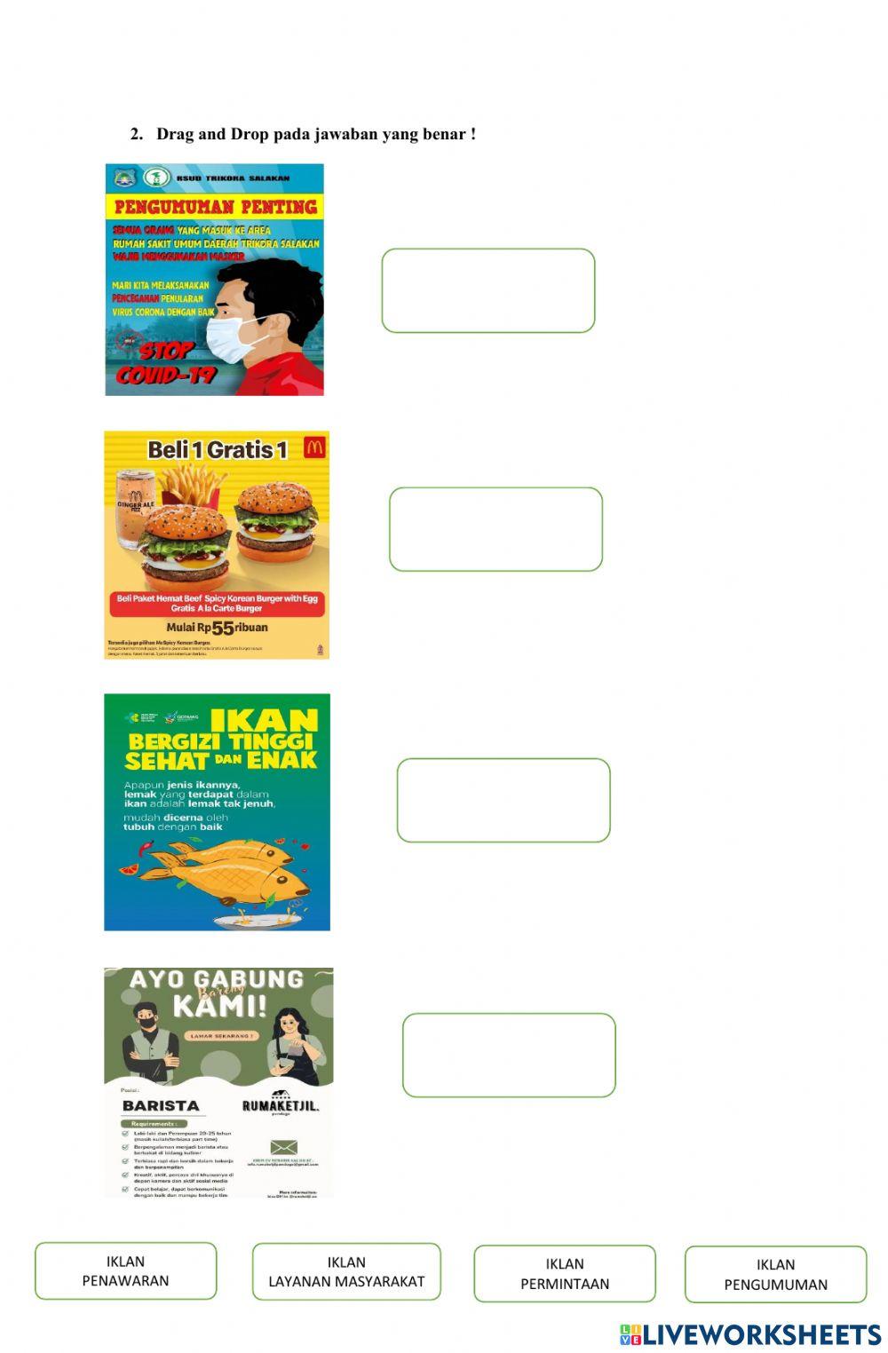 Lkpd iklan slogan poster interactive worksheet | Live Worksheets