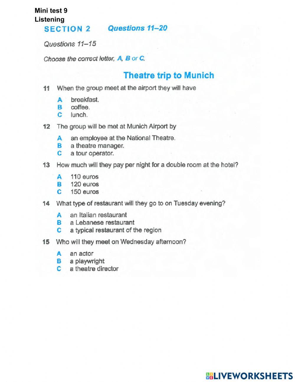 Mini test 9 7020093 | misspalomita | Live Worksheets