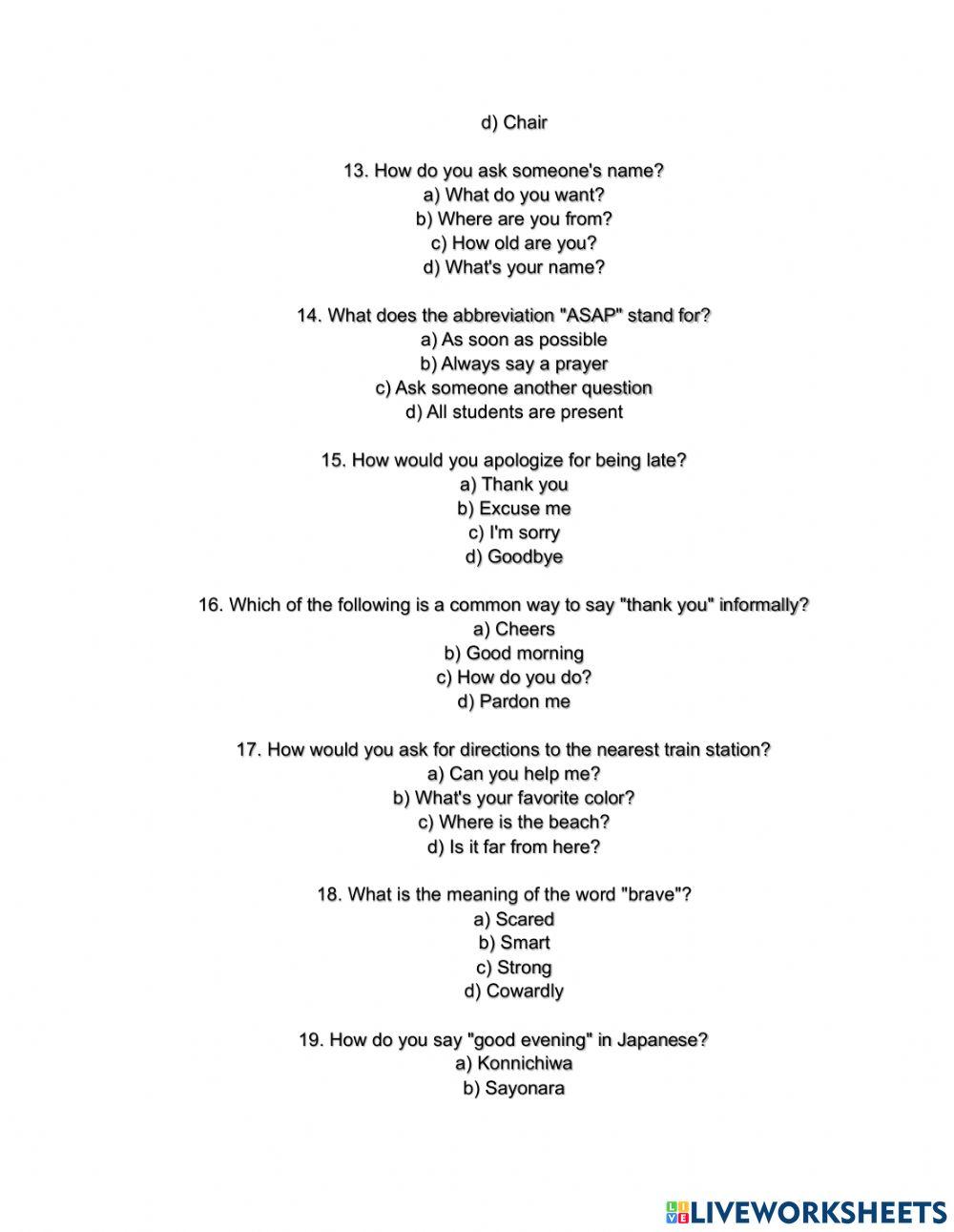 English Proficiency Test 7020164 | Jaime Roberto Morales