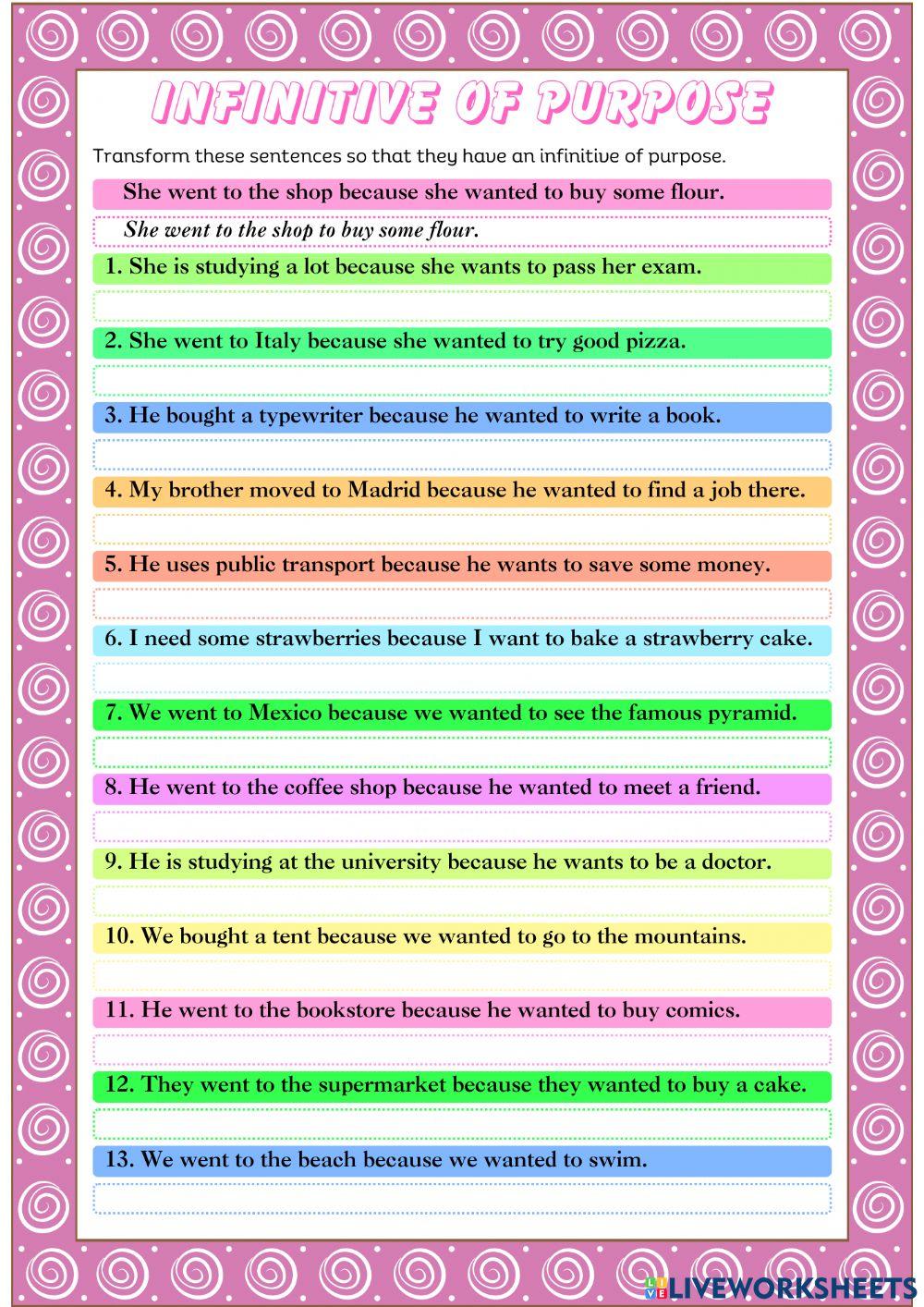 Infinitive of p… | Free Interactive Worksheets | 7020513