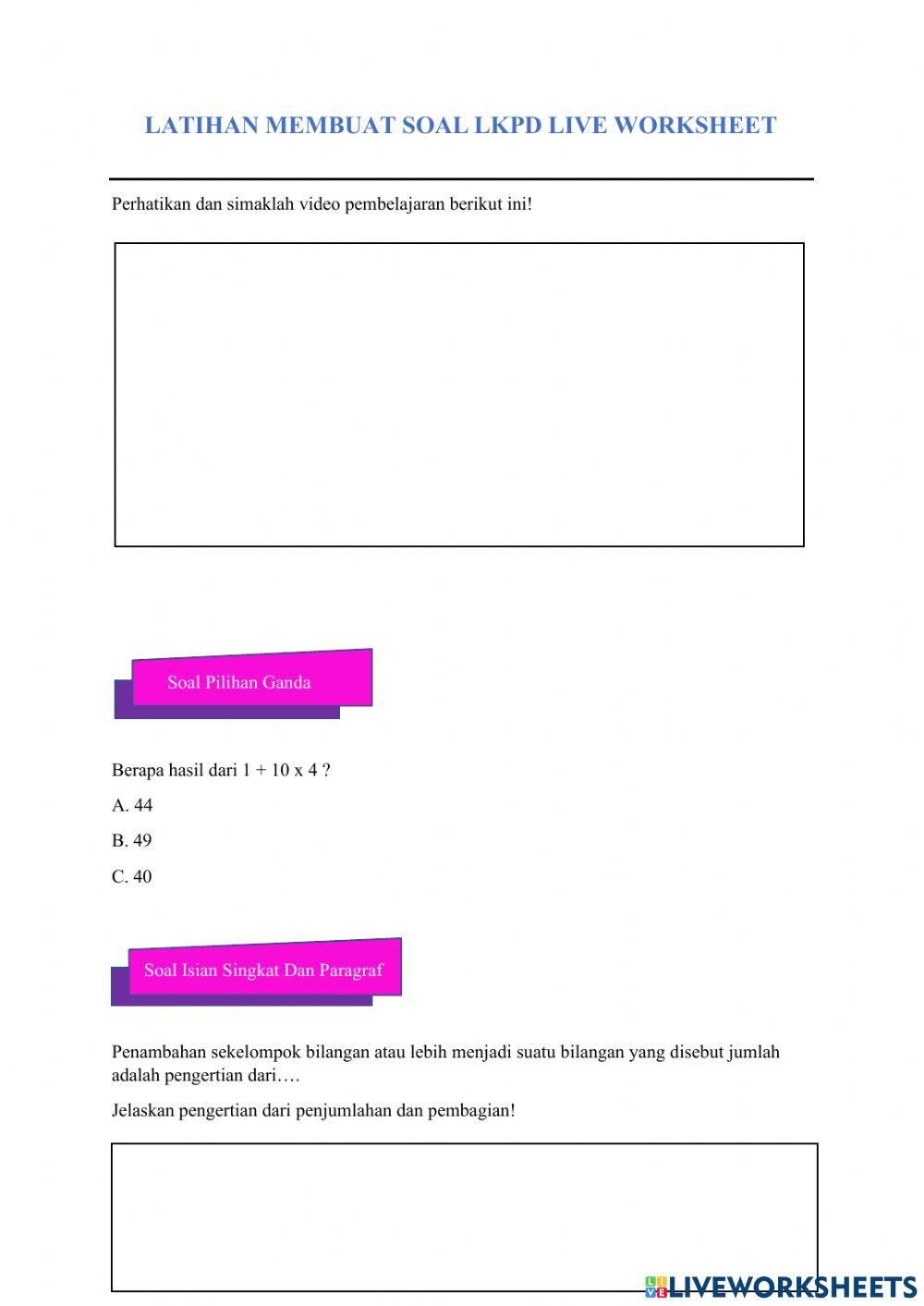 Belajar matematika online pdf worksheet | Live Worksheets