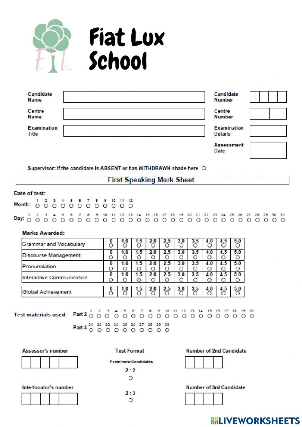 FCE Exam (FLS) online exercise for | Live Worksheets