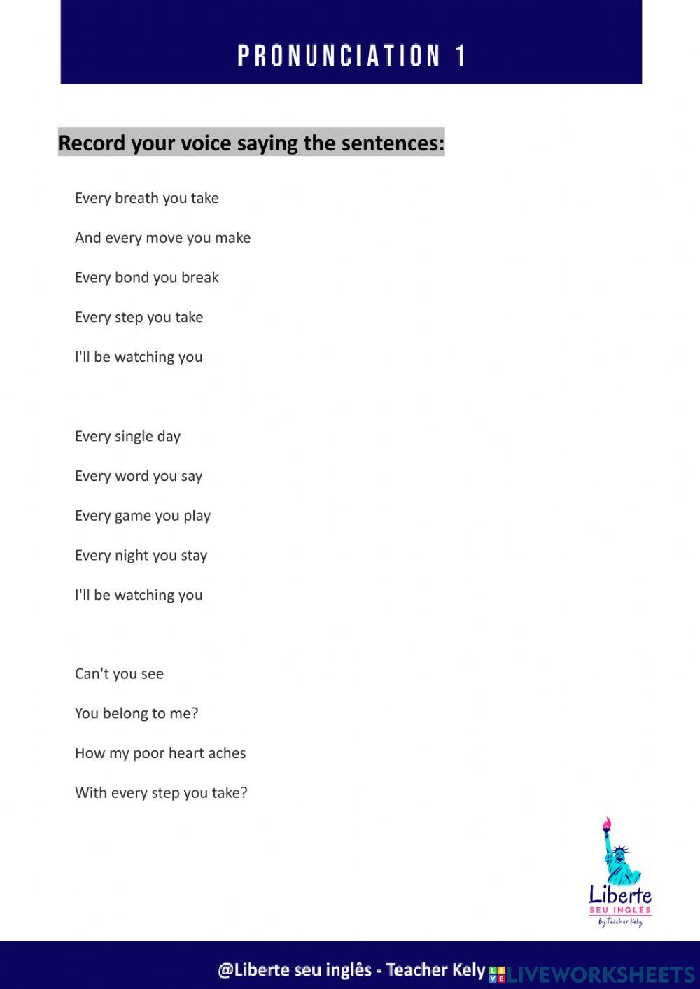 Pronunciation-1 worksheet | Live Worksheets