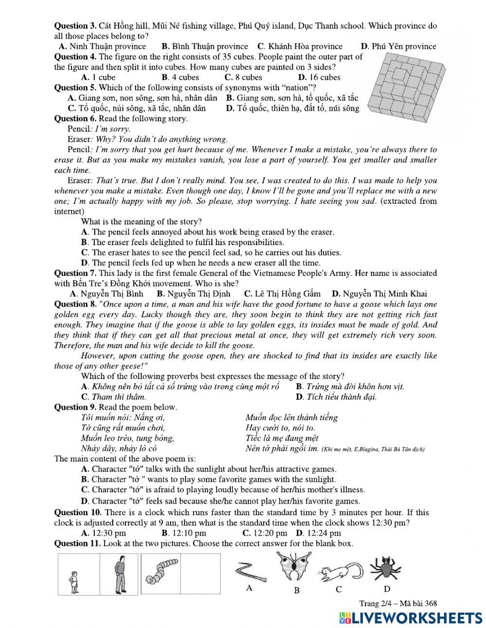 C6EnTest2019-2020 worksheet | Live Worksheets