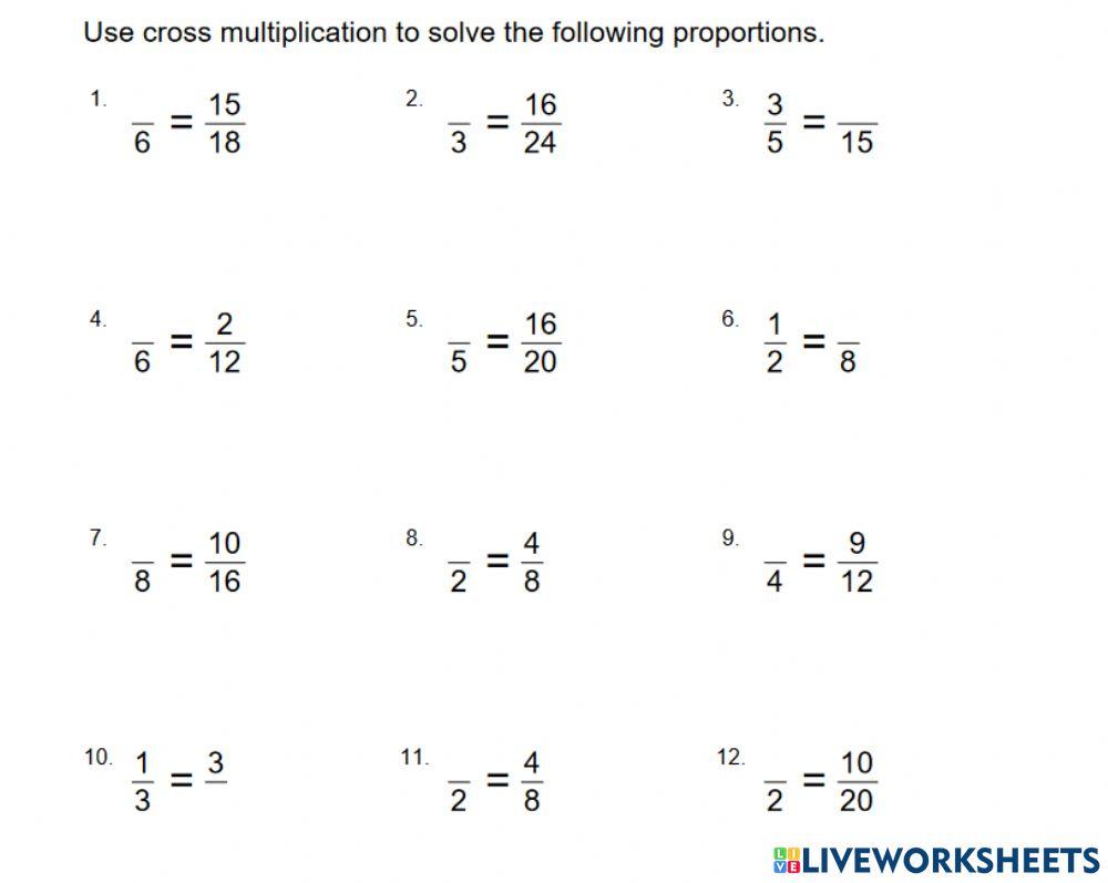 Ratio Proportion Worksheets