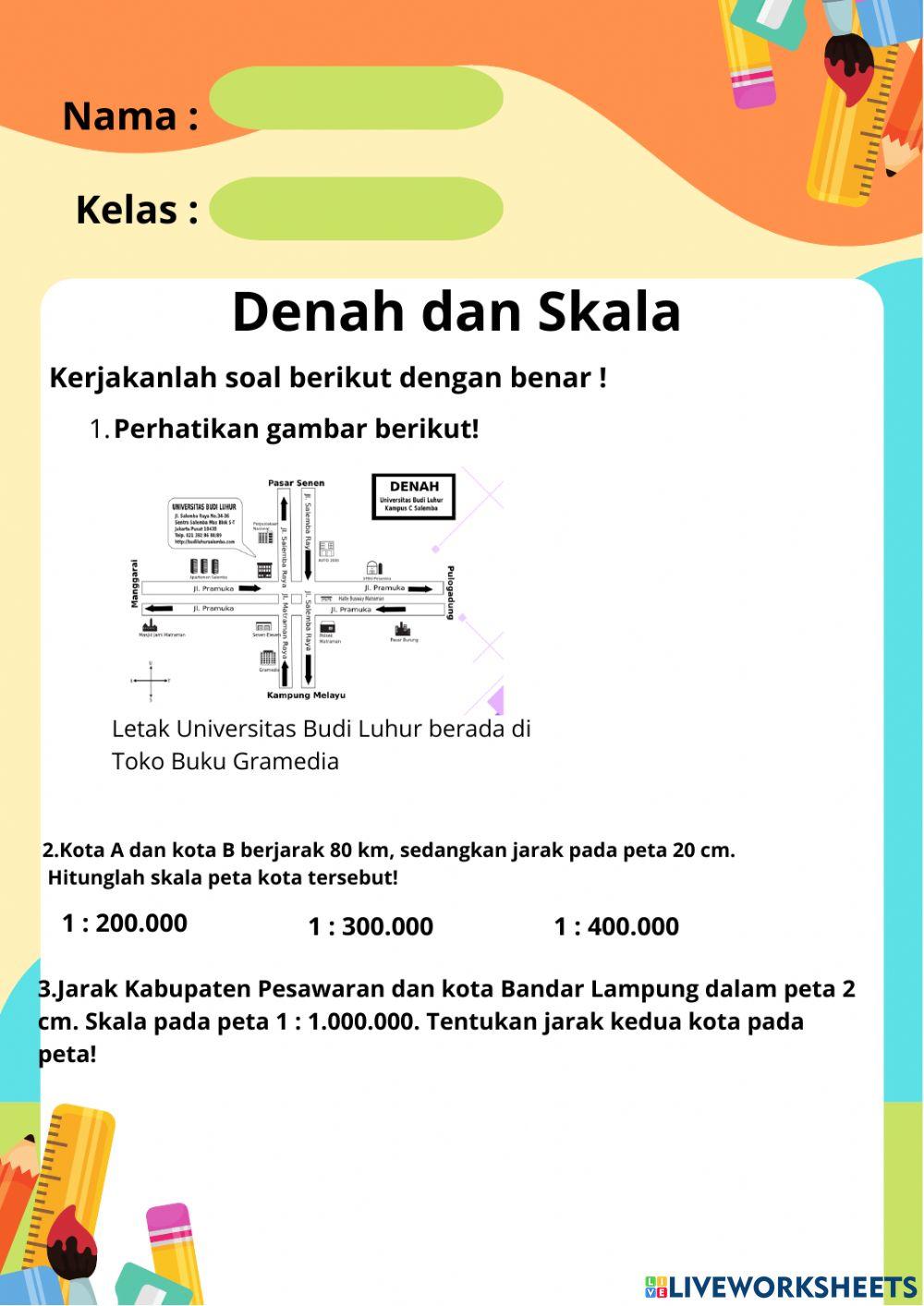 Denah dan Skala online activity | Live Worksheets