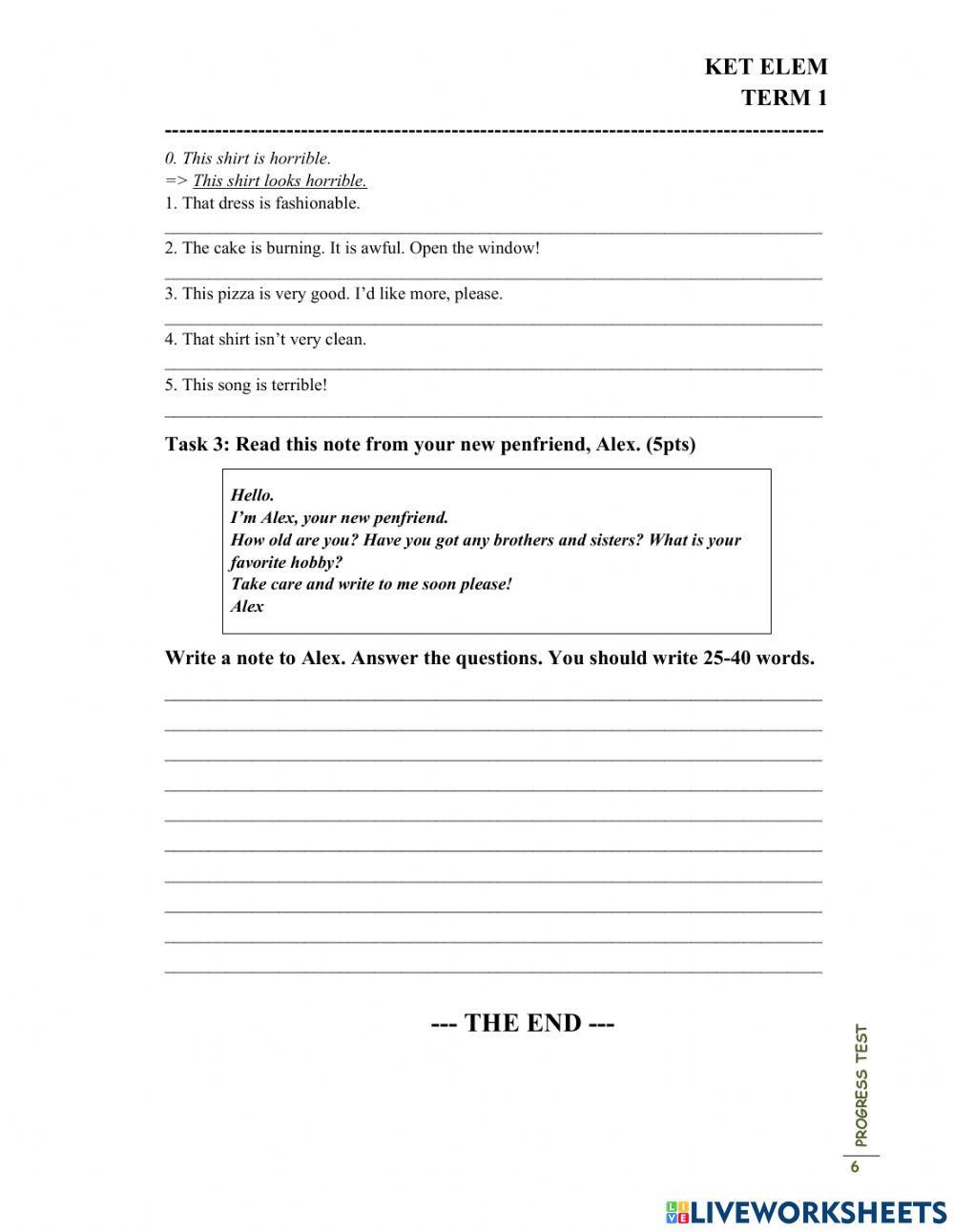 KET MINI TEST 1 7095034 | AP EDUCATION | Live Worksheets